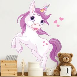 Bilderwelten Wandtattoo Tiere modern 3D-Effekt Wandaufkleber - Einhorn mit Herzchen - Herz Kinderzimmer Baby M&auml;dchen Jungen