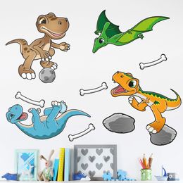 Bilderwelten Wandtattoo Tiere modern selbstklebend Wandaufkleber - Spielende Dinofreunde - Dinosaurier Kinderzimmer Baby M&auml;dchen Jungen