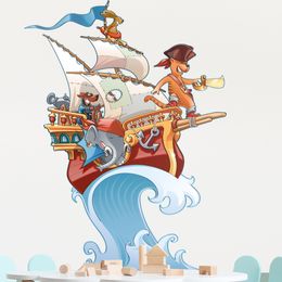 Bilderwelten Wandtattoo modern selbstklebend Wandaufkleber - Piratenschiff - Pirat Kinderzimmer Baby M&auml;dchen Jungen