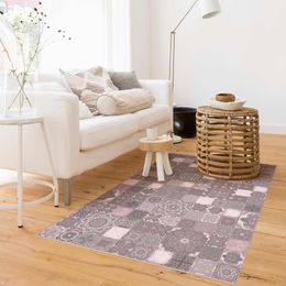 Bilderwelten Vinylteppich Digital Art rosa Fliesenoptik - Art Deco Fliesen Rosa Marmor mit Schimmer - Deko K&uuml;che Badezimmer Flur