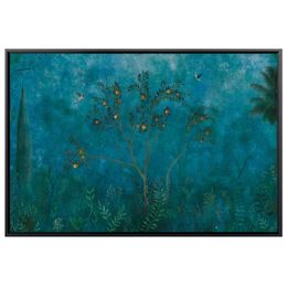 Leinwandbild Waldlichtung mit Orangenbaum bei Nacht