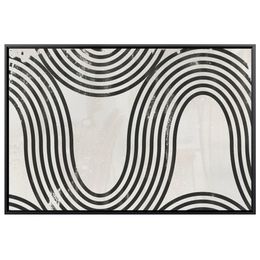 Leinwandbild Geometrische Wellen Schwarz Wei&szlig; II