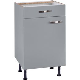 KOCHSTATION Unterschrank &raquo;KS-Cara&laquo; Breite 50 cm, mit Vollauszug und Soft-Close-Funktion grau