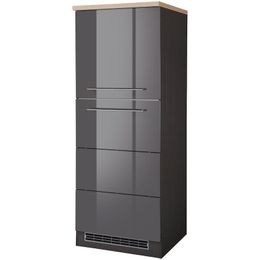 KOCHSTATION K&uuml;hlumbauschrank &raquo;KS-Wien&laquo; 60 cm breit, f&uuml;r Einbauk&uuml;hlschrank grau MDF