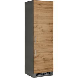 KOCHSTATION K&uuml;hlumbauschrank &raquo;KS-Stockholm&laquo; 60 cm breit, hochwertige MDF-Fronten mit Fr&auml;sung braun MDF