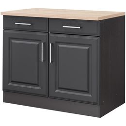 KOCHSTATION Unterschrank &raquo;KS-Stockholm&laquo; hochwertige MDF-Fronten grau Holzwerkstoff, MDF