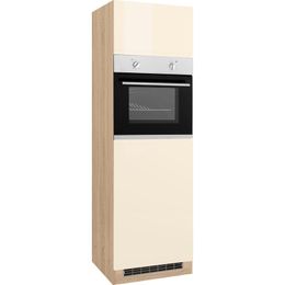 KOCHSTATION Backofen/K&uuml;hlumbauschrank &raquo;KS-Virginia&laquo; 200 cm hoch, 60 cm breit, Nische f&uuml;r Ofen B/H/T: 56/59/55 cm beige Holzwerkstoff