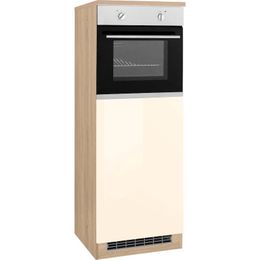 KOCHSTATION Backofenumbauschrank &raquo;KS-Virginia&laquo; 165 cm hoch, 60 cm breit, Nische f&uuml;r Ofen B/H/T: 56/59/55 cm, 1 T&uuml;r creme Hochglanz eiche sonoma