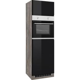 KOCHSTATION Backofen/K&uuml;hlumbauschrank &raquo;KS-Virginia&laquo; 200 cm hoch, 60 cm breit, Nische f&uuml;r Ofen B/H/T: 56/59/55 cm schwarz Holzwerkstoff