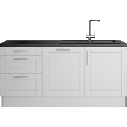KOCHSTATION K&uuml;che &raquo;KS-Ahus&laquo; 180 cm breit, wahlw.mit E-Ger&auml;ten, Soft Close Funktion, MDF Fronten K&uuml;che: grau + Front: hellgrau matt + Korpus:...