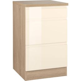 KOCHSTATION Unterschrank &raquo;KS-Virginia&laquo; 50 cm breit, mit Ausz&uuml;gen beige Holzwerkstoff, MDF