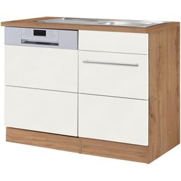 KOCHSTATION Spülenschrank »KS-Wien« Breite 110 cm, inkl. Möbelfront für teilintegrierbaren Geschirrspüler weiß/wotaneiche