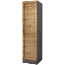 KOCHSTATION Seitenschrank &raquo;KS-Stockholm&laquo; hochwertige MDF-Fronten, 50 cm breit, 200 cm hoch, viel Stauraum grau Holzwerkstoff, MDF