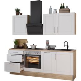 KOCHSTATION K&uuml;che &raquo;KS-Ahus&laquo; Breite 225 cm,wahlweise mit E-Ger&auml;ten,MDF Fronten,Soft Close Funktion wei&szlig;