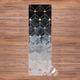 Bilderwelten Yogamatte Kork Abstrakt gold originell Aquarell - Blaue Geometrie goldenes Art Deco - Geometrisch rutschfest