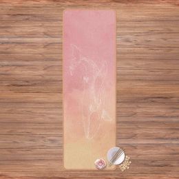 Bilderwelten Yogamatte Kork Blauwal auf Rosa Aquarell Gymnasitkmatte Pilatesmatte Yoga Matte aus Kork rutschfest Korkmatte