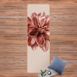 Bilderwelten Yogamatte Kork Dahlie Blume Rosegold Metallic Gymnasitkmatte Pilatesmatte Yoga Matte aus Kork rutschfest Korkmatte
