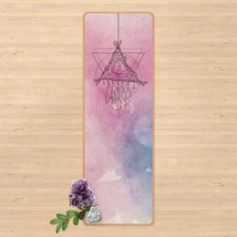 Bilderwelten Yogamatte Kork Boho Traumf&auml;nger Aquarell Gymnasitkmatte Pilatesmatte Yoga Matte aus Kork rutschfest Korkmatte