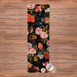 Bilderwelten Yogamatte Kork - Korkyogamatte - Fitnessmatte aus Kork - Dunkles Blumenbouquet