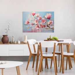 Bilderwelten Leinwandbild originell Landhaus Kunstdruck rosa - Moderne gemalte Kirschbl&uuml;ten - Wandbild XXL Wohnzimmer Schlafzimmer