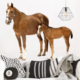 Bilderwelten Wandtattoo Tiere modern selbstklebend Wandaufkleber - Stute & Fohlen - Pferde Wohnzimmer Schlafzimmer