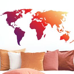 Bilderwelten Wandtattoo Weltkarte modern selbstklebend Wandaufkleber - No.212 Weltkarte rot - Karten Wohnzimmer Schlafzimmer