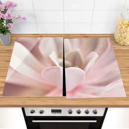 Bilderwelten Herdabdeckplatte Glas 2-teilig Blumen Motiv Ceranfeldschutz rosa - Rosane Sukkulentenbl&uuml;te - Deko K&uuml;che