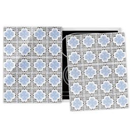 Bilderwelten Herdabdeckplatte Glas 2-teilig Vintage Fliesenoptik blau - Portugiesische Vintage Keramikfliesen - Cascais - Retro Küche
