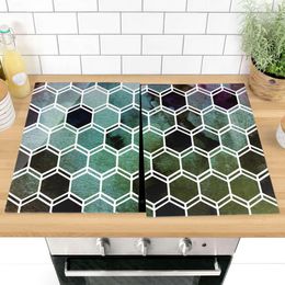 Bilderwelten Herdabdeckplatte Hexagontr&auml;ume Aquarell in Gr&uuml;n