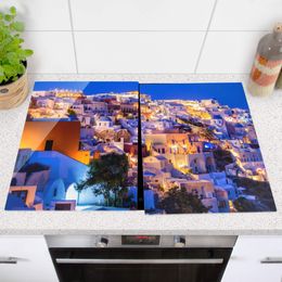 Bilderwelten Herdabdeckplatte Santorini at night