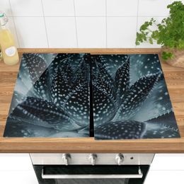 Bilderwelten Herdabdeckplatte Glas 2-teilig Motiv Ceranfeldschutz schwarz - Kaktus mit Sternpunkten bei Nacht - Deko K&uuml;che