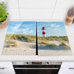 Bilderwelten Herdabdeckplatte Leuchtturm an der Nordsee