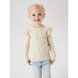 name it Longtop »NMFJULIA LS SLIM TOP NOOS« mit tollem Volant an der Schulter und im süßen Ajourstrick-Design Summer Sand 92 92 Top von name it für...