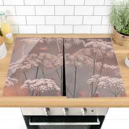 Bilderwelten Herdabdeckplatte Glas 2-teilig Blumen Motiv Ceranfeldschutz rosa - Wilde Doldenbl&uuml;ten - Deko K&uuml;che