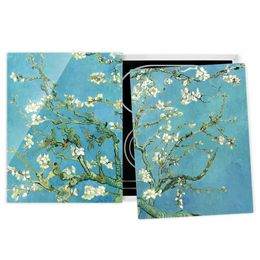 Bilderwelten Herdabdeckplatte Glas 2-teilig Blumen modern Ceranfeldschutz blau - Vincent van Gogh - Mandelbl&uuml;te - B&auml;ume K&uuml;che