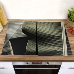 Bilderwelten Herdabdeckplatte Glas 2-teilig Tropisch Ceranfeldschutz gr&uuml;n - Nahaufnahme Bananenblatt - Pflanzen K&uuml;che