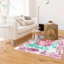 Bilderwelten Teppich Klassisches Persermuster Pink Gelb Vintage