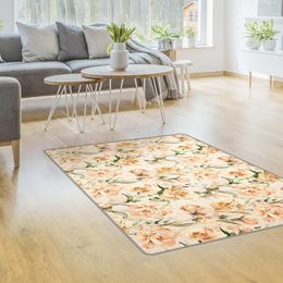 Bilderwelten Teppich Pfingstrosen Aquarell Muster Beige