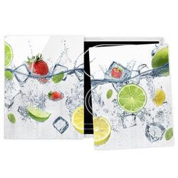 Bilderwelten 2-teilige Herdabdeckplatte Glas Frucht Cocktail