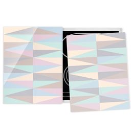 Bilderwelten Herdabdeckplatte Glas 2-teilig modern Ceranfeldschutz einzigartig - Dreiecke in Pastellfarben - Deko K&uuml;che