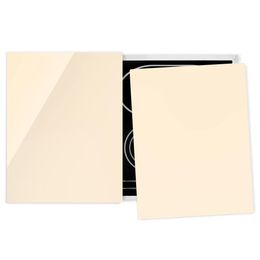 Bilderwelten Herdabdeckplatte Glas 2-teilig Unifarben Ceranfeldschutz einzigartig - Cr&egrave;me - Deko K&uuml;che
