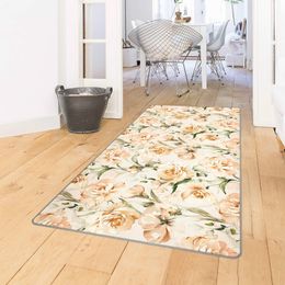 Bilderwelten Teppich Pfingstrosen Aquarell Muster Beige