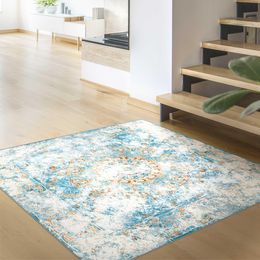 Bilderwelten Teppich Skandinavisches Muster Blau Creme Vintage