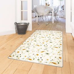 Bilderwelten Teppich Wildblumen Aquarell Muster auf Beige