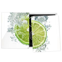 Bilderwelten 2-teilige Herdabdeckplatte Glas Lime Bubbles