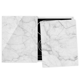 Bilderwelten 2-teilige Herdabdeckplatte Glas Bianco Carrara