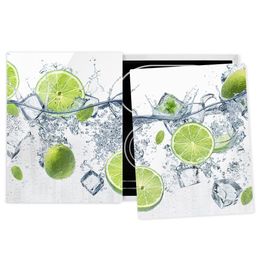 Bilderwelten Herdabdeckplatte Glas 2-teilig Kulinarisch Motiv Ceranfeldschutz weiss - Erfrischende Limette - Obst K&uuml;che