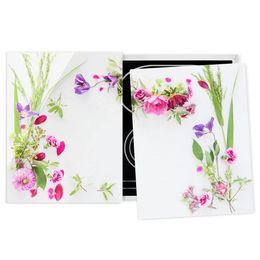 Bilderwelten 2-teilige Herdabdeckplatte Glas Blumenarrangement