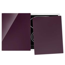 Bilderwelten Herdabdeckplatte Glas 2-teilig Unifarben Ceranfeldschutz einzigartig - Aubergine - Deko K&uuml;che