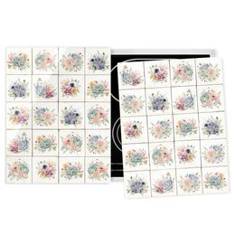 Bilderwelten Herdabdeckplatte Glas 2-teilig Blumen Vintage Fliesenoptik pastell - Aquarell Blumen Landhaus - Retro K&uuml;che